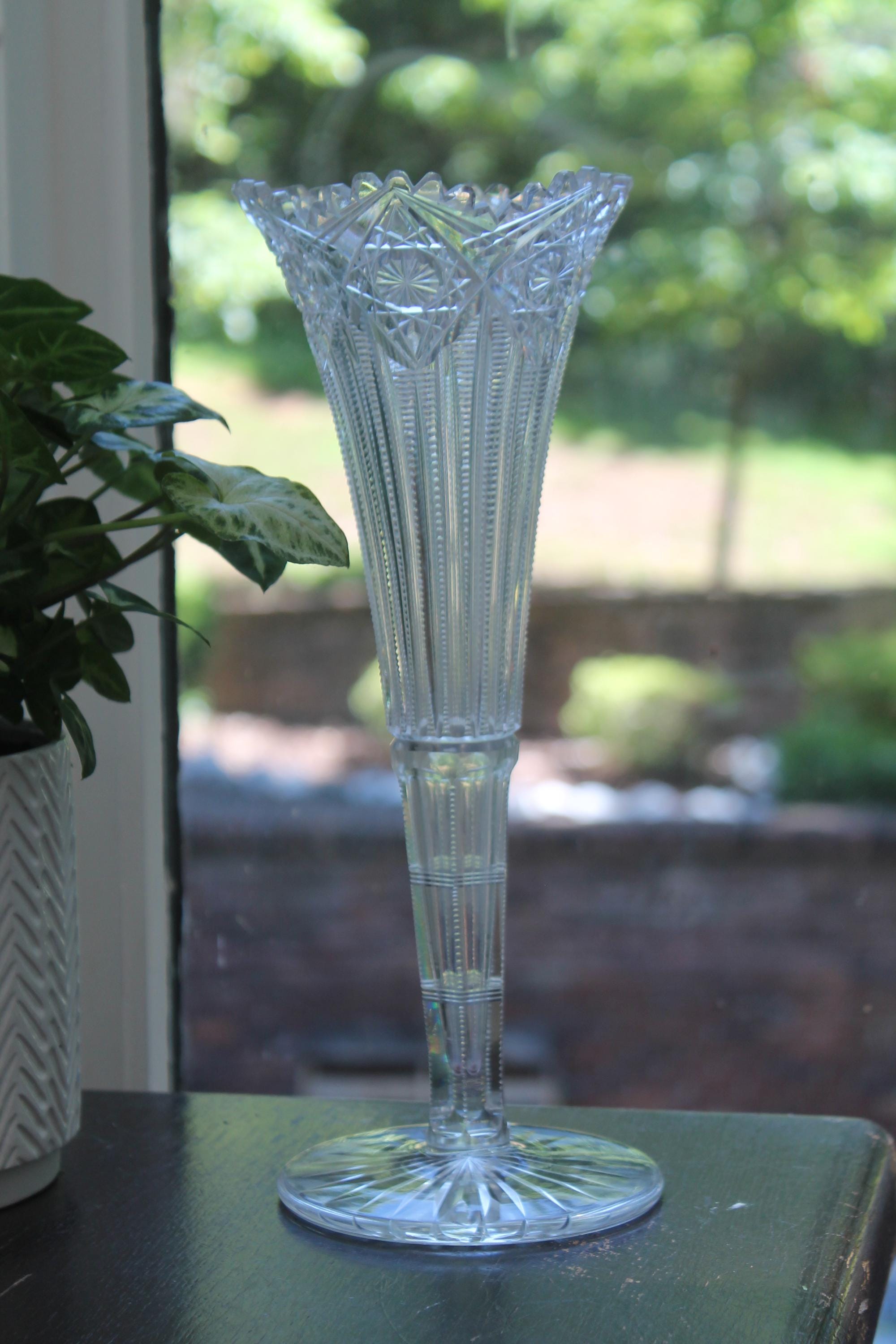 Hawkes "brunswick" Trumpet Vase American Brilliant ABP 11.5" Flower ...