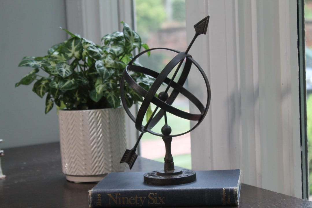 Vintage Cast Iron Armillary Sphere Sculpture or Paperweight Copernican ...