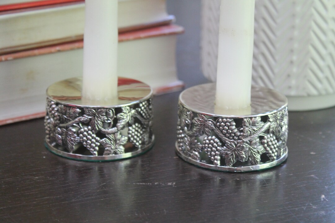 Silverplated Grape Candlesticks F.B. Rogers Silver Plated Grapevine ...