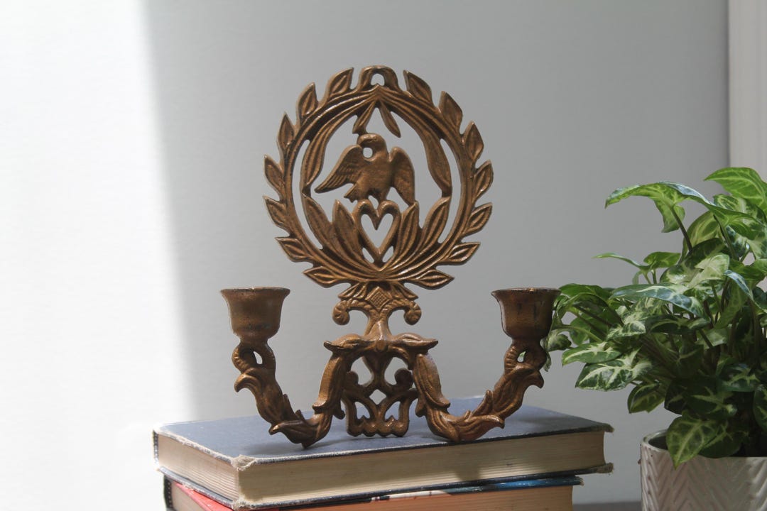 Federal Style Candle Sconce Eagle & Wreath Double Candle Holder ...