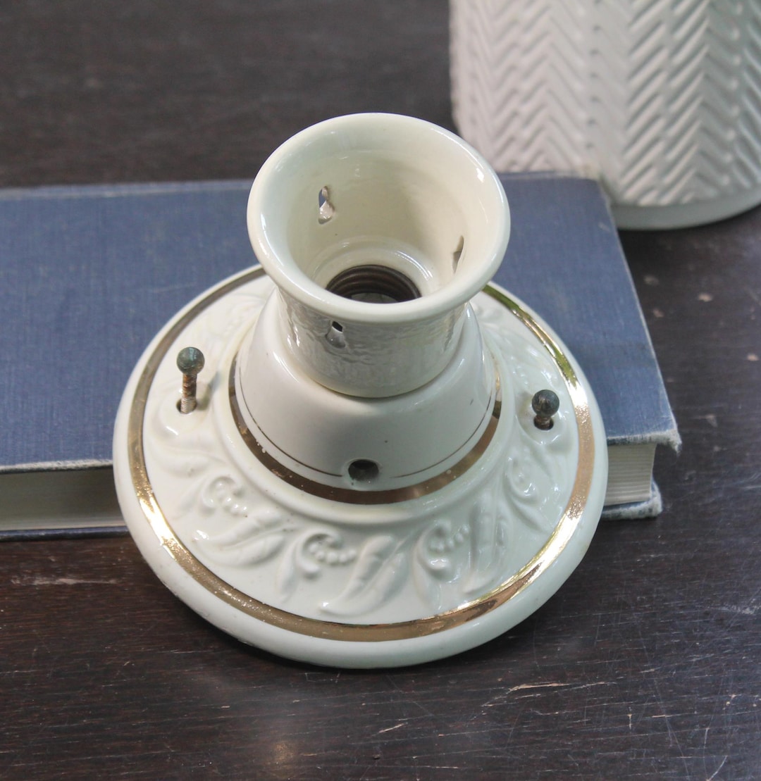 Porcelier Ceiling Fixture Single Bulb Vitreous Porcelain Overhead Light ...