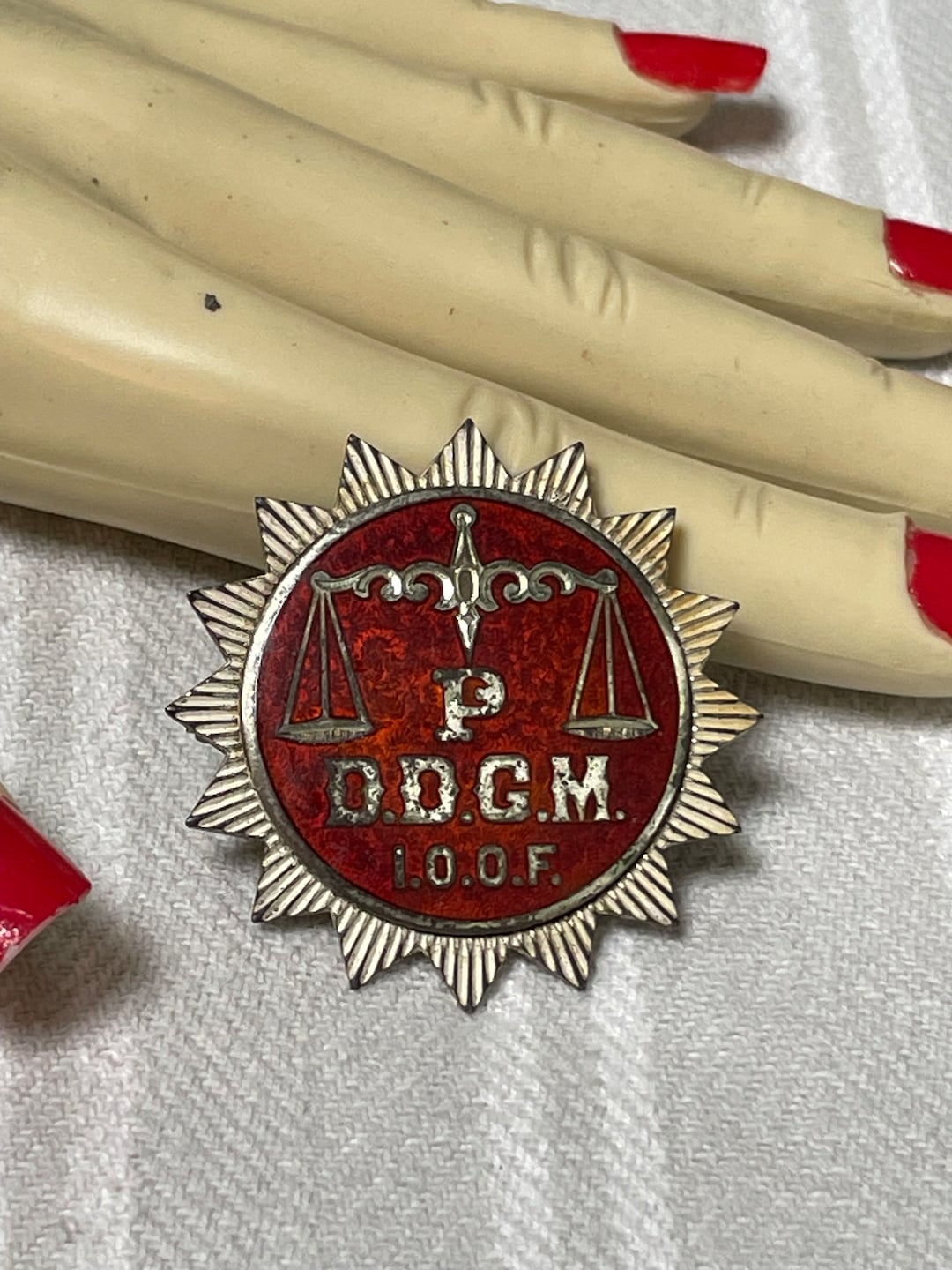 IOOF Odd Fellows Badge Pin DDGM 1930s Enameled Sterling (?) District ...