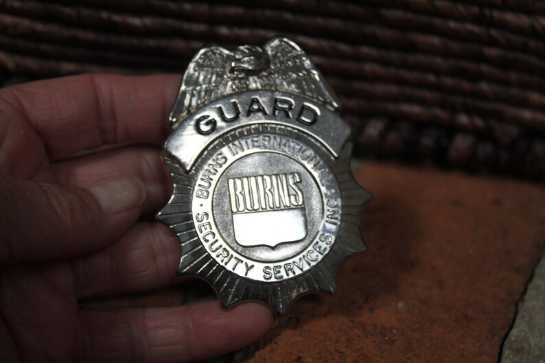 Obsolete Burns Security Guard Badge Silver Tone Metal Vintage - Etsy