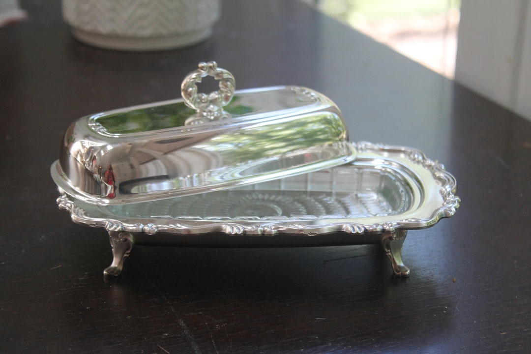 Georgian Scroll Footed Butter Dish W/ Glass Insert Wm A Rogers ...