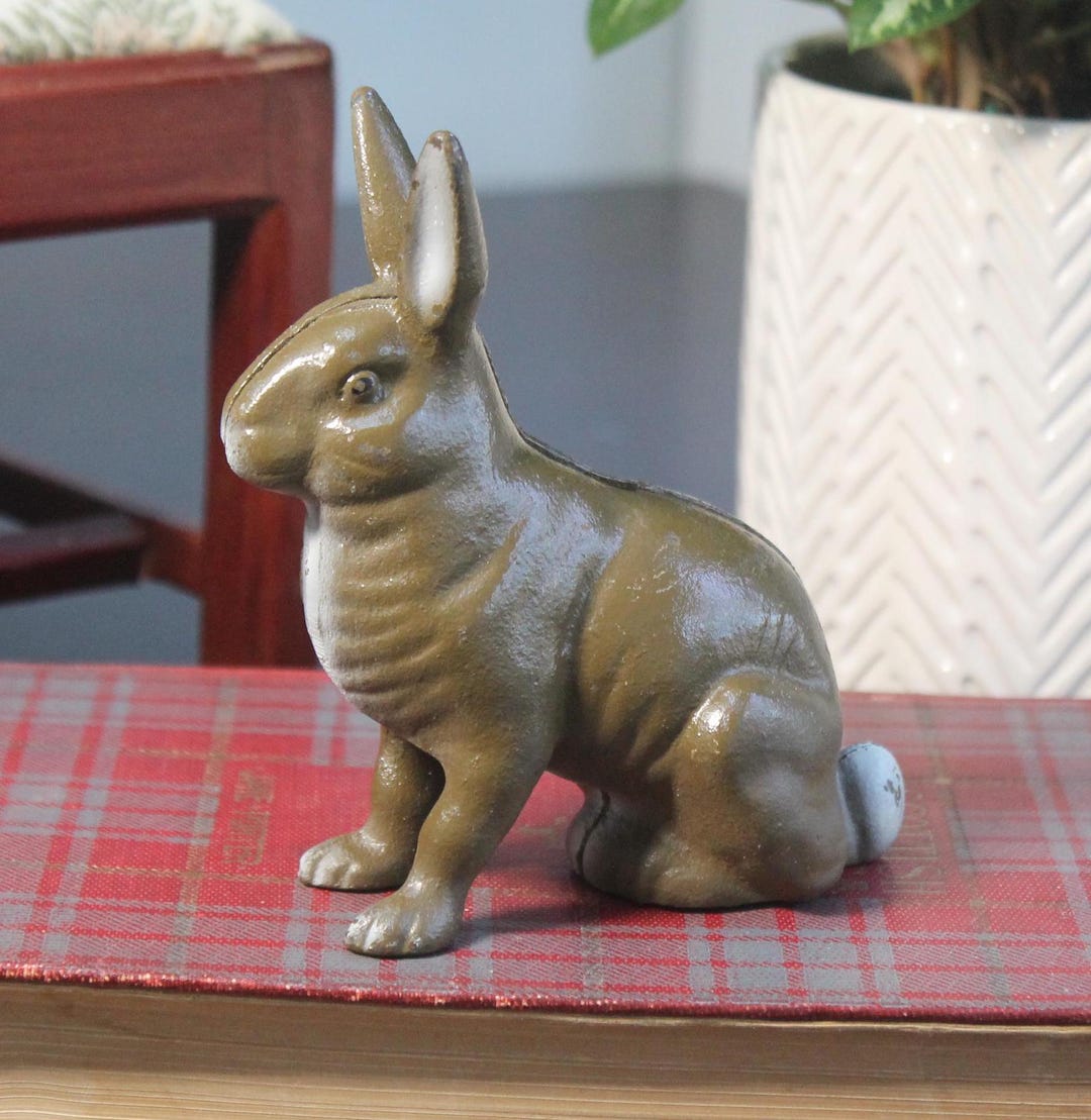 Seated Rabbit Still Bank Cast Iron Bunny Coin Bank Possibly Hubley ...