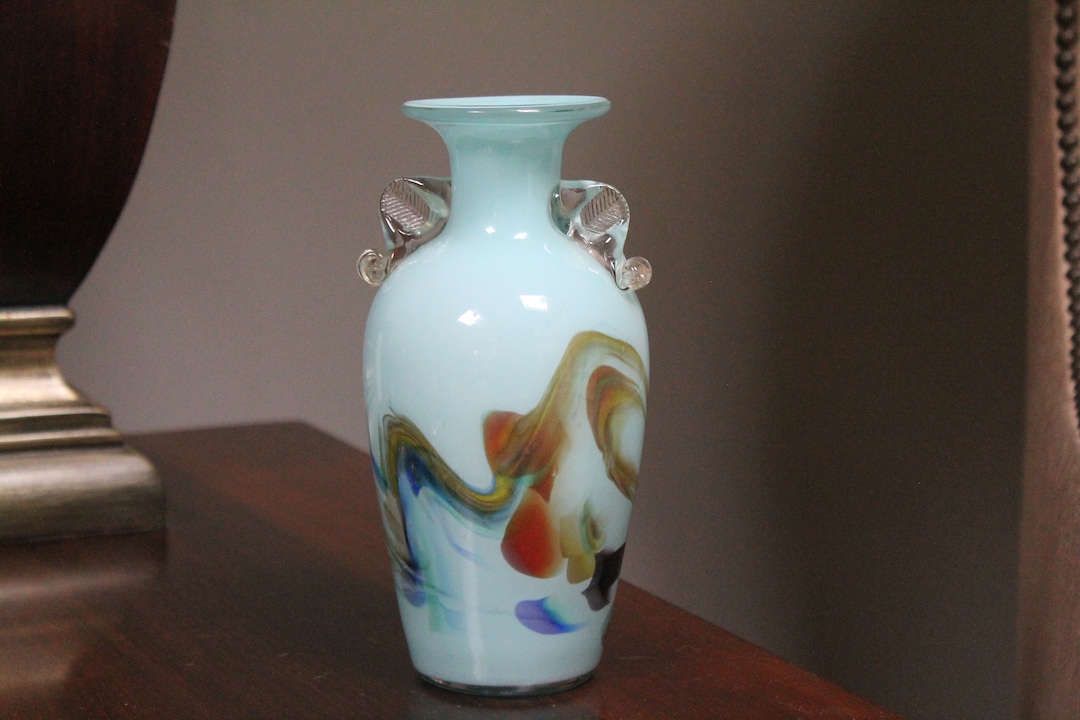 Snowflake Vase by Dalian Art Glass China Mid Century Studio Glass MCM ...