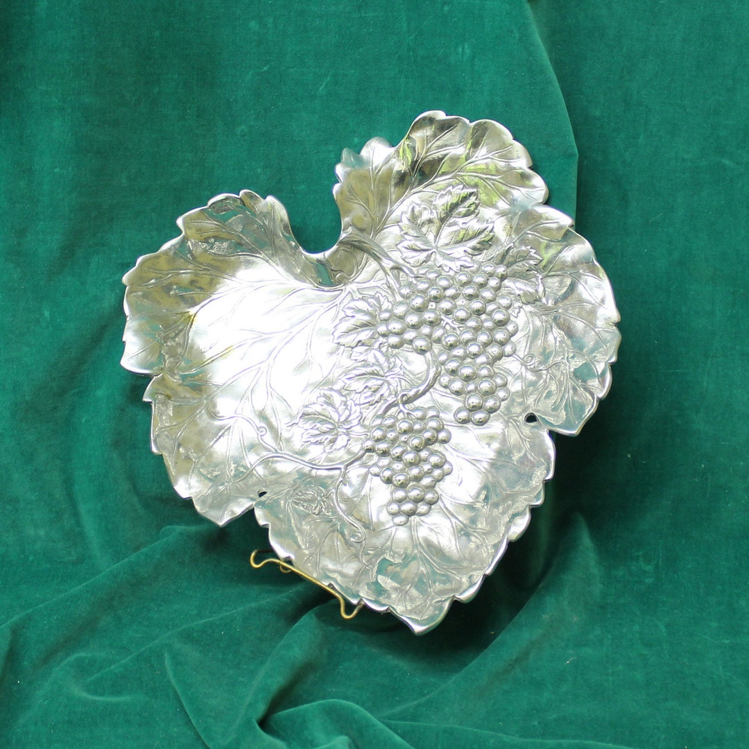 Large Arthur Court Grape Pattern Grape Leaf Platter 12" Serve Ware 1993 ...