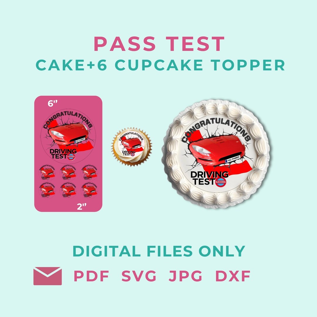 Driving Test Cake Topper Set: Congratulations Printable (PDF Download ...