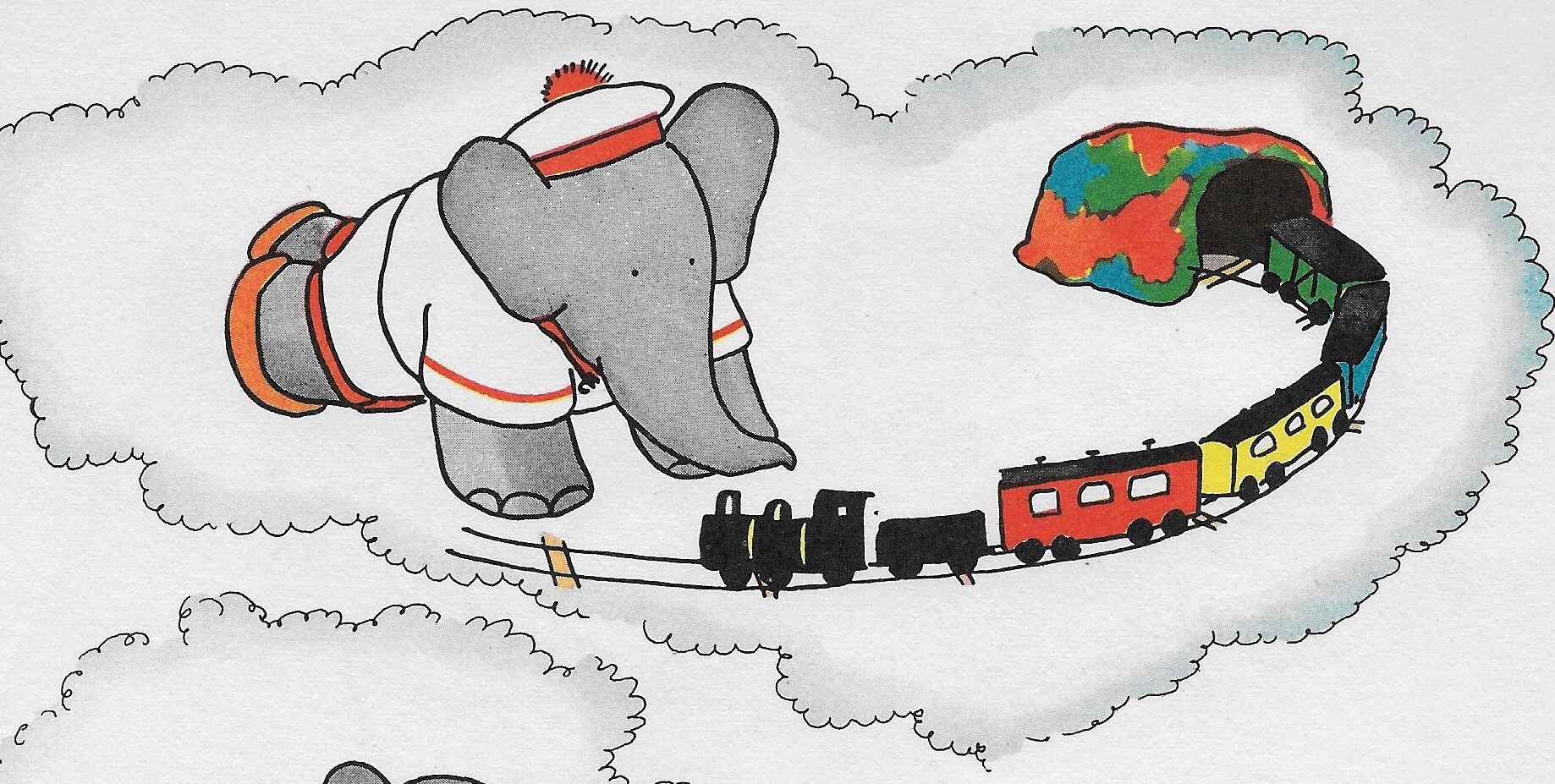 BABAR Children and Their Toy Train Teddy Bear 1940 Vintage - Etsy UK