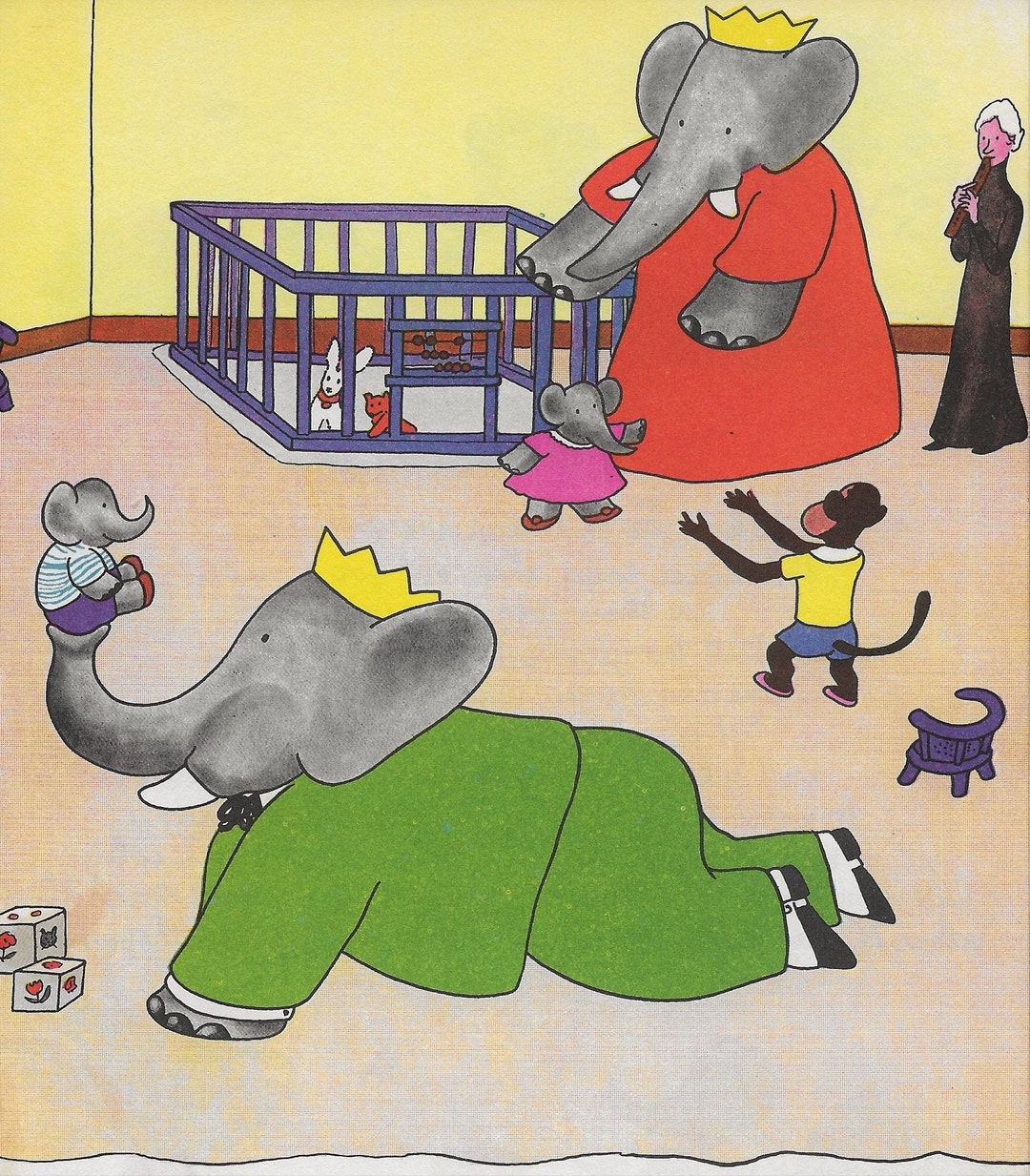 BABAR & Celest With Baby Elephants and Monkey Friend - 1938 Vintage ...