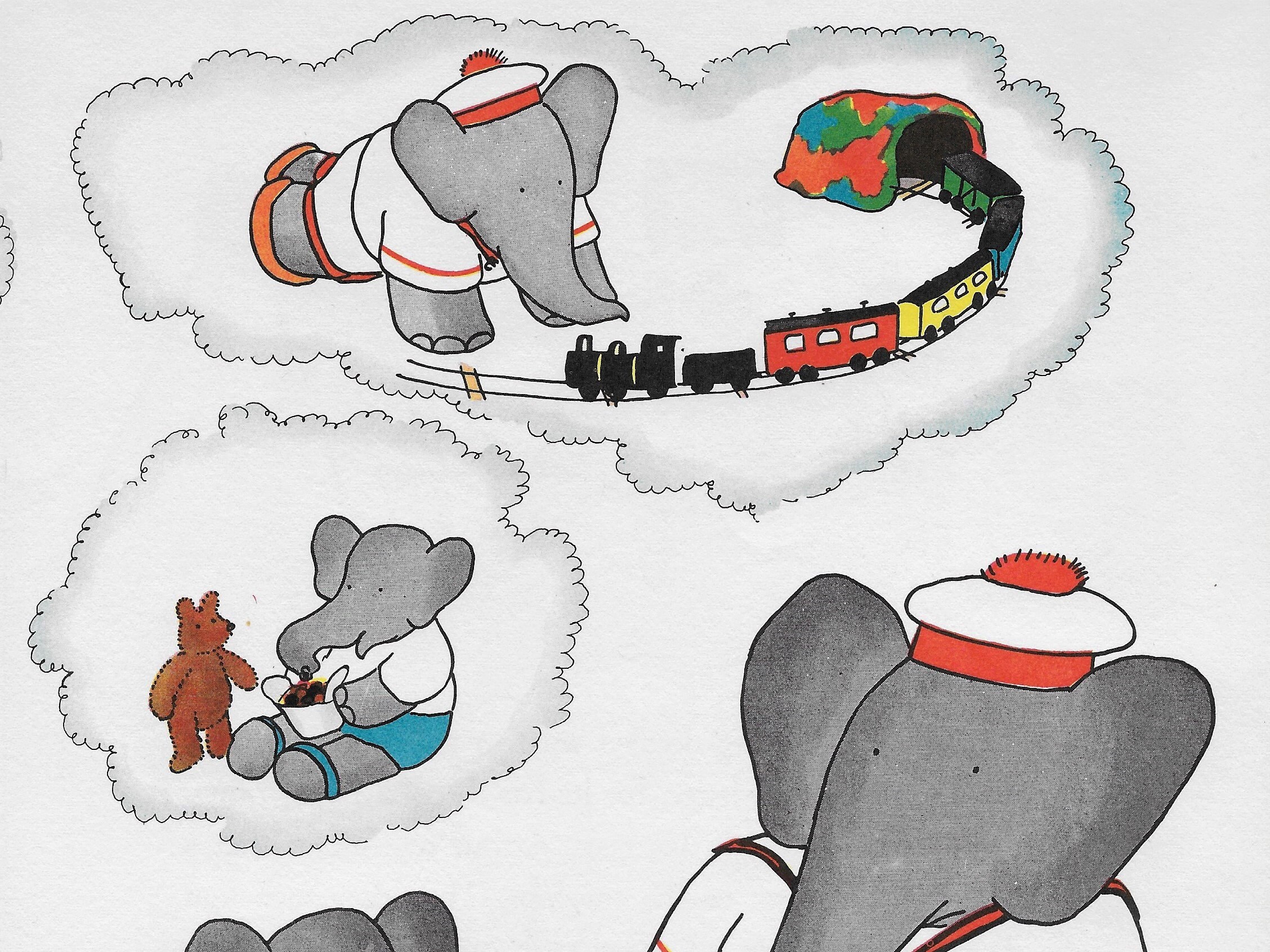 BABAR Children and Their Toy Train Teddy Bear 1940 Vintage | Etsy