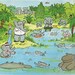 BABAR & Elephants Swim in Park Pond - ORIGINAL 1973 Vintage Picture ...