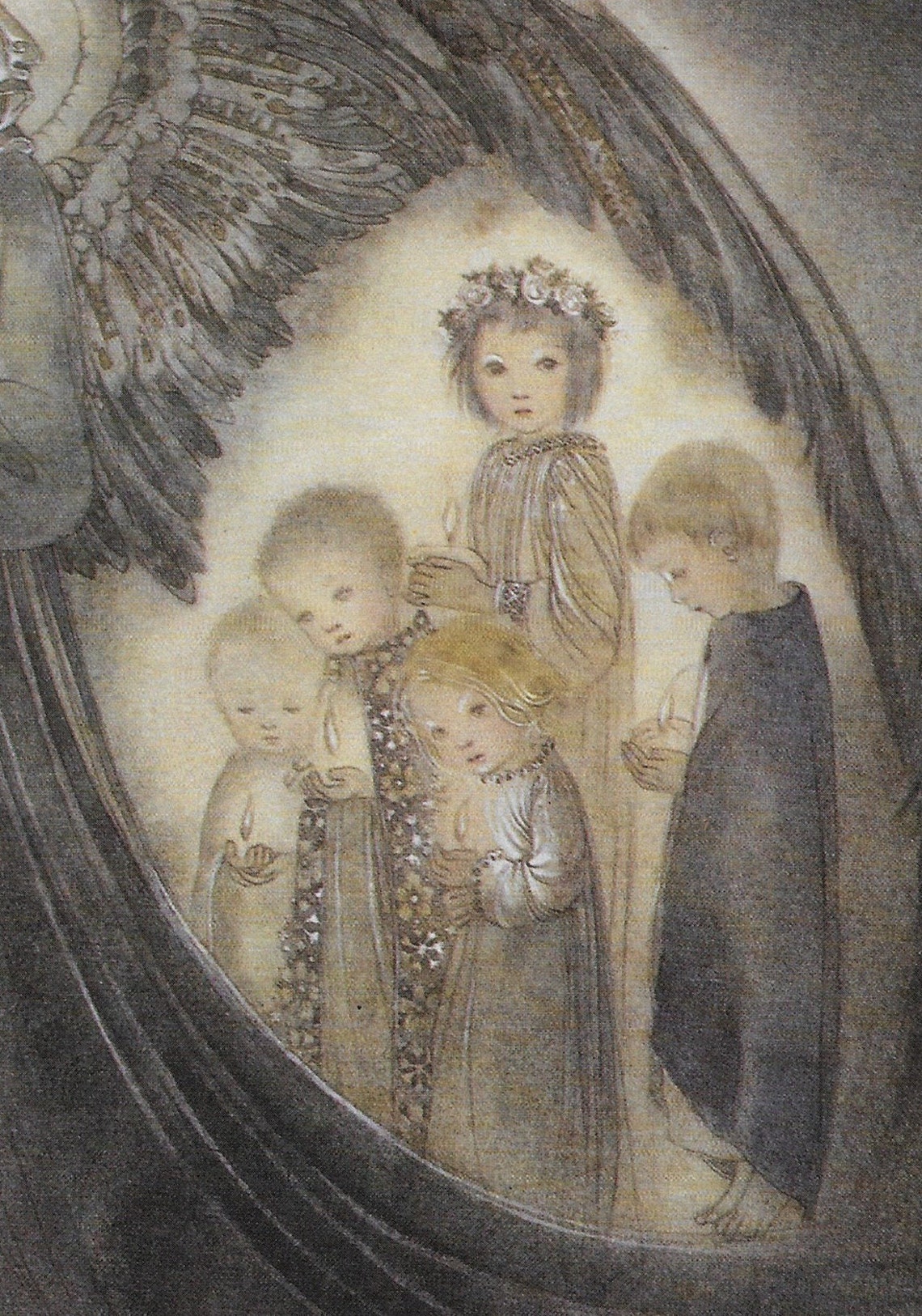 Three Guardian ANGELS W-majestic Wings Protect Five Young - Etsy