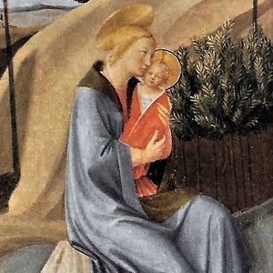 Mary W- Baby JESUS Riding Donkey Vintage 196 MATTED Picture CHRISTMAS ...