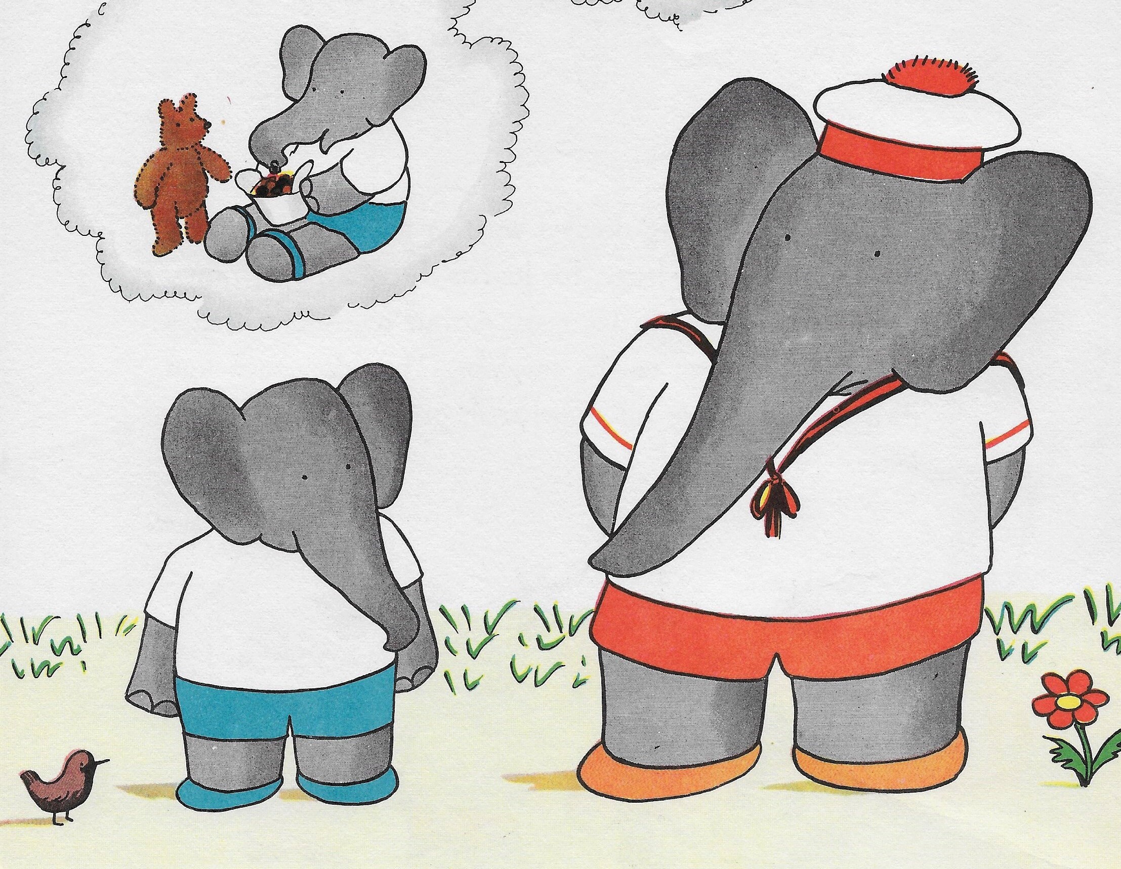 BABAR Children and Their Toy Train Teddy Bear 1940 Vintage - Etsy UK