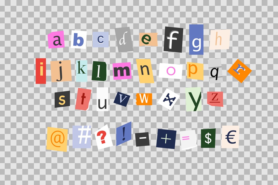 Ransom letters SVG and PNG digital stickers download | Etsy