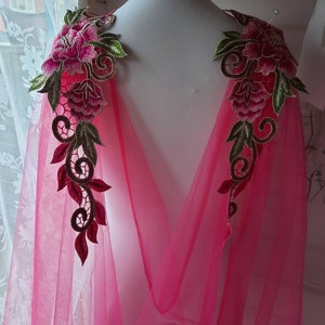 Hot Pink Cape / Fuchsia Bridal Cape With Floral Appliques / Pink Bridal ...