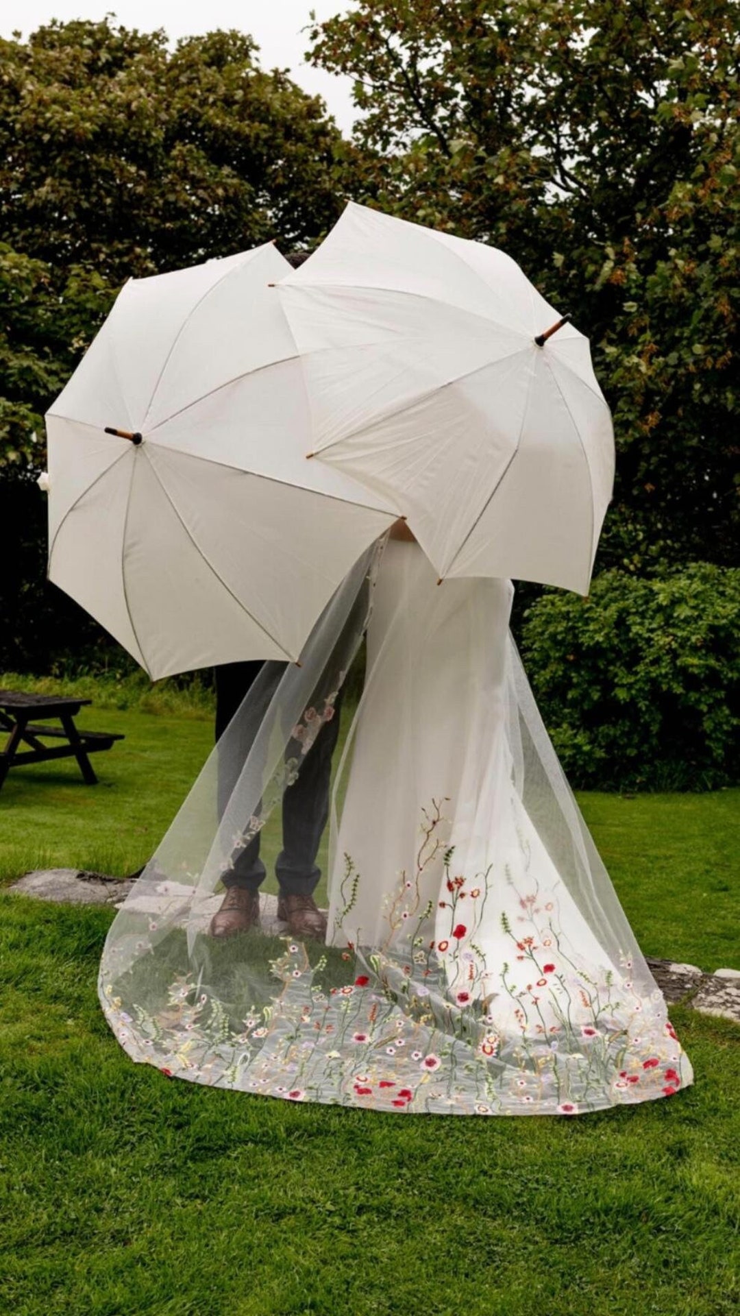Wildflower 'trim & Train' Veil / Veil With Embroidered Flowers ...
