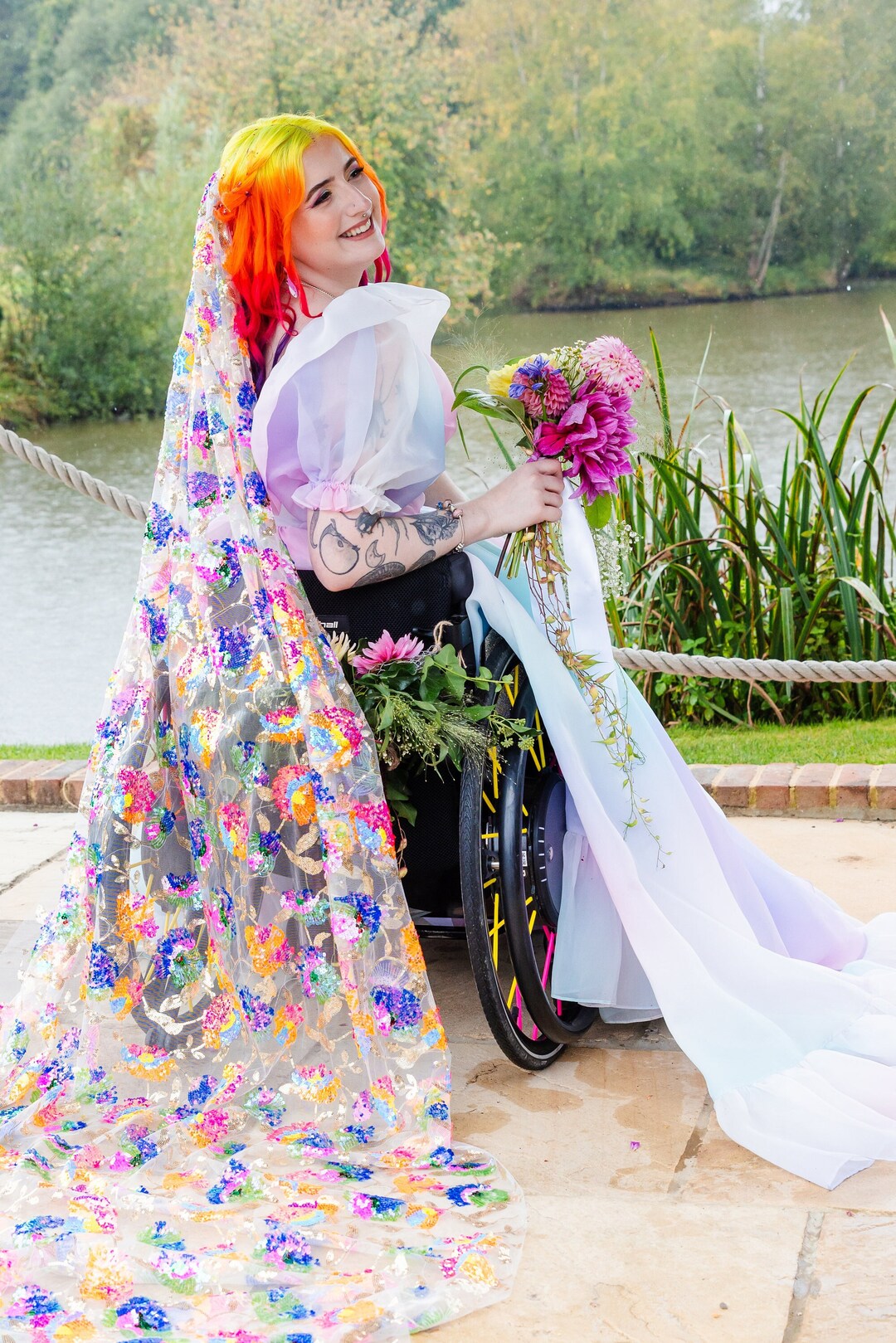 Beautiful Rainbow Sequin Veil. Colourful Alternative Bridal Veil ...