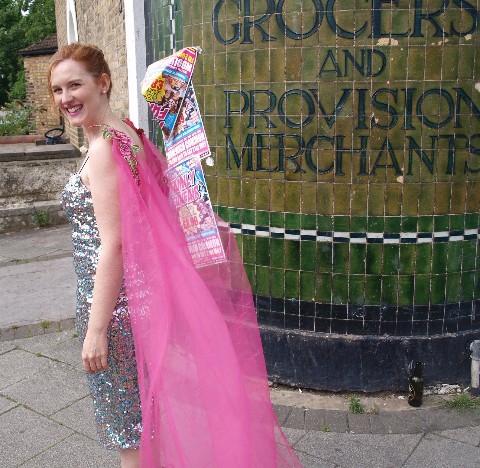 Hot Pink Cape / Fuchsia Bridal Cape With Floral Appliques / Pink Bridal ...