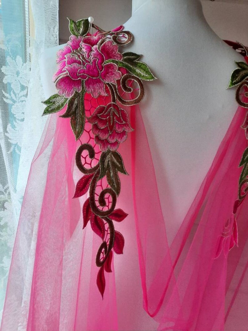 Hot Pink Cape / Fuchsia Bridal Cape With Floral Appliques / Pink Bridal ...