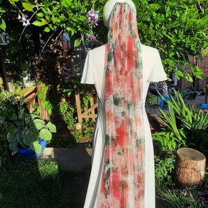 Rosa. Romantic Red Rose Wedding Cape or Veil / Floral Bridal Cape ...