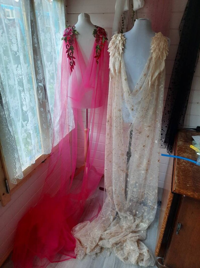 Hot Pink Cape / Fuchsia Bridal Cape With Floral Appliques / Pink Bridal ...