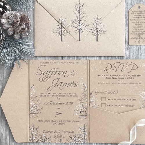 SAMPLE Rustic Winter Wedding Invitation Rustic Wedding - Etsy