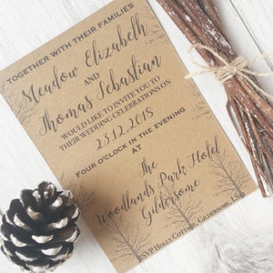 SAMPLE Rustic Winter Wedding Invitations Christmas Wedding - Etsy