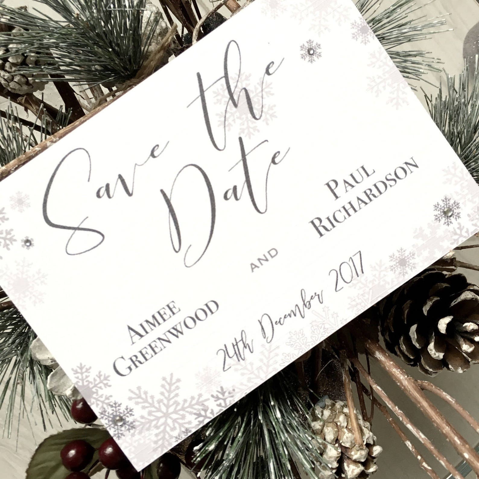 Christmas Winter Wedding Save the Date Cards, Snow Wedding Invitation ...