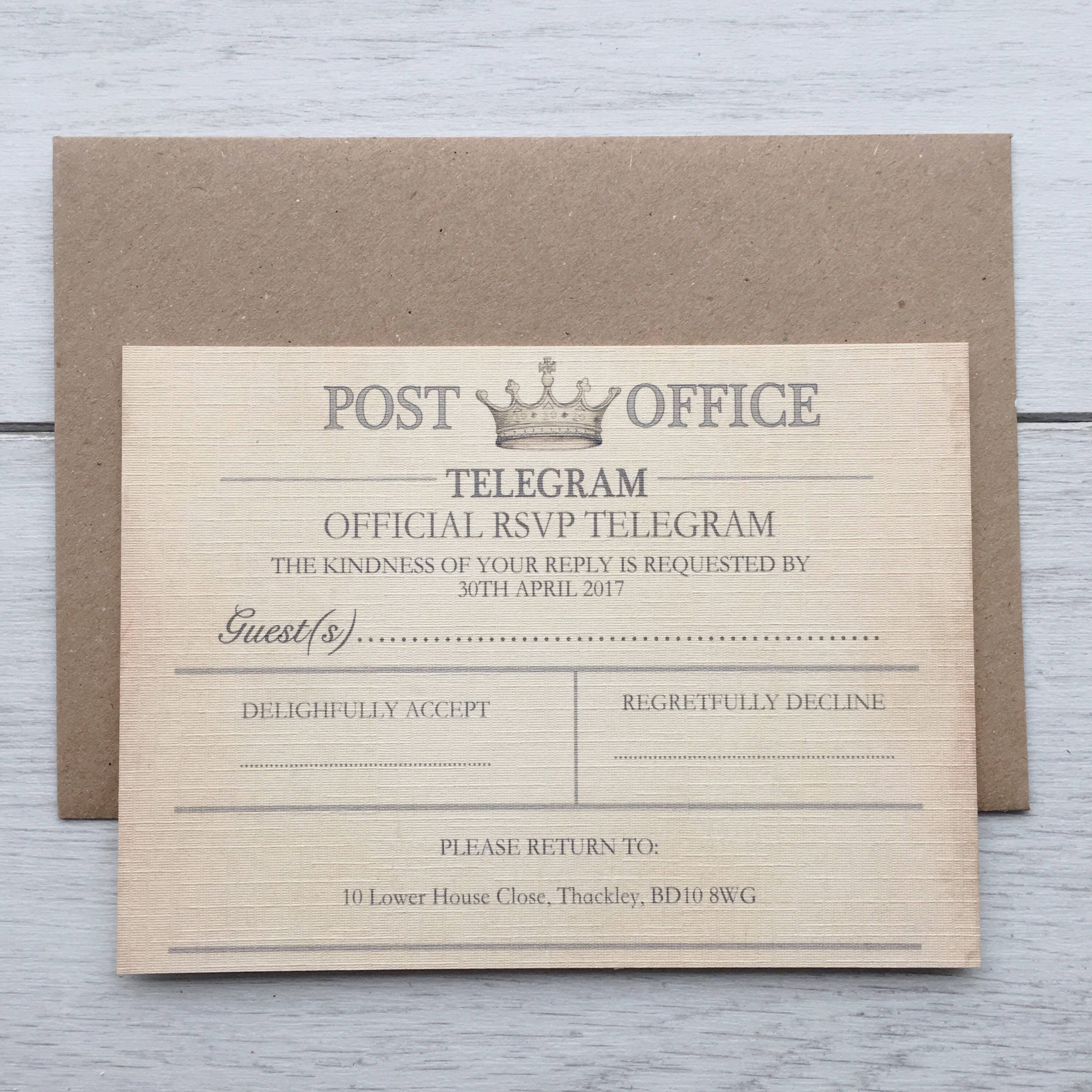 Personalised Destination Wedding Invitation Vintage Telegram | Etsy UK