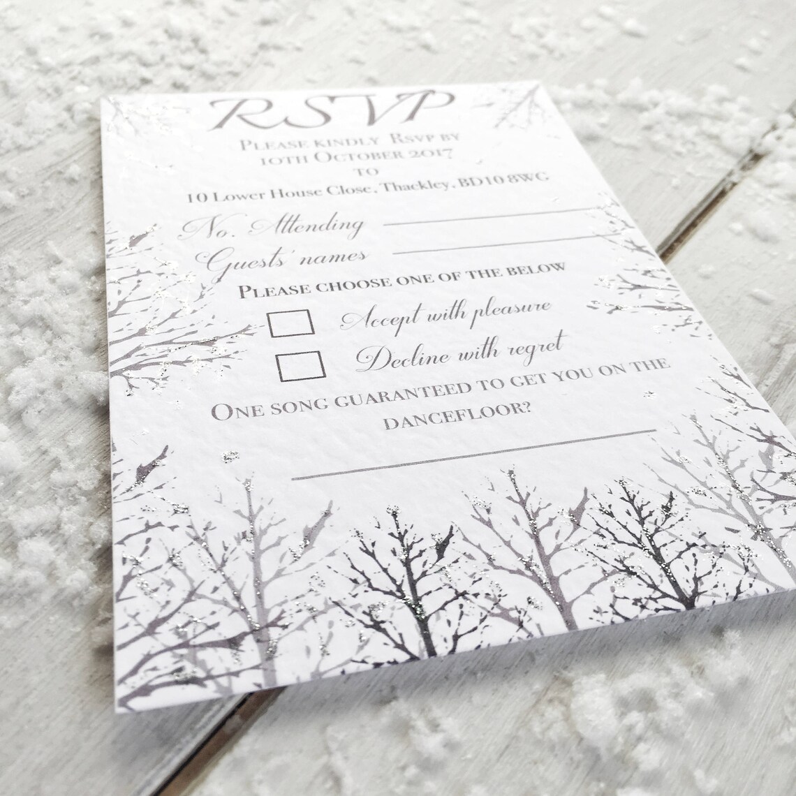 SAMPLE Winter Wedding Invitations, Christmas Wedding Invitations, Snow ...