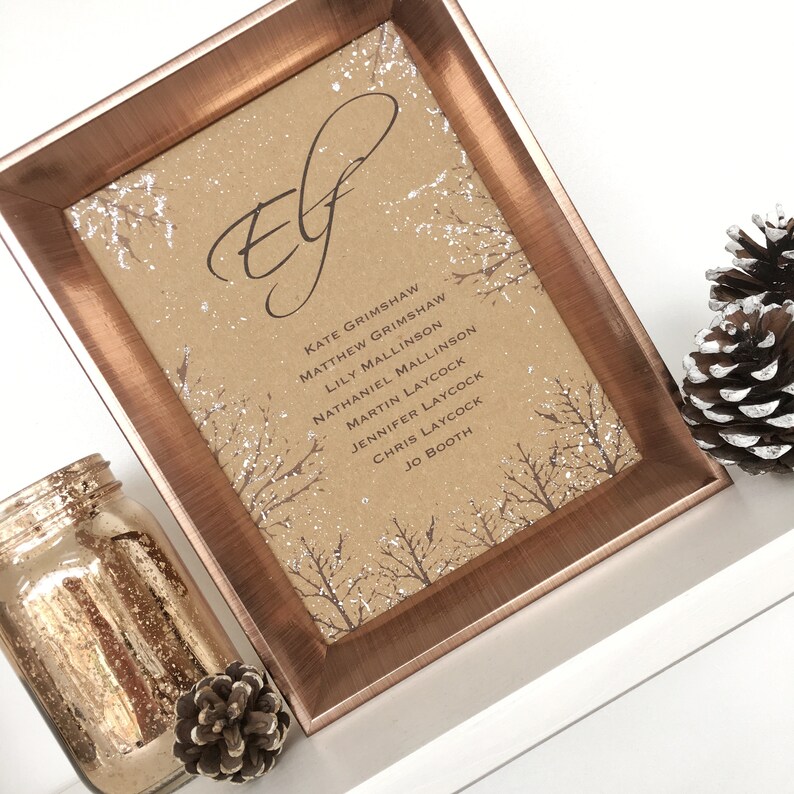 Rustic Winter Wedding Table Name Plan Rustic Winter Wedding - Etsy UK