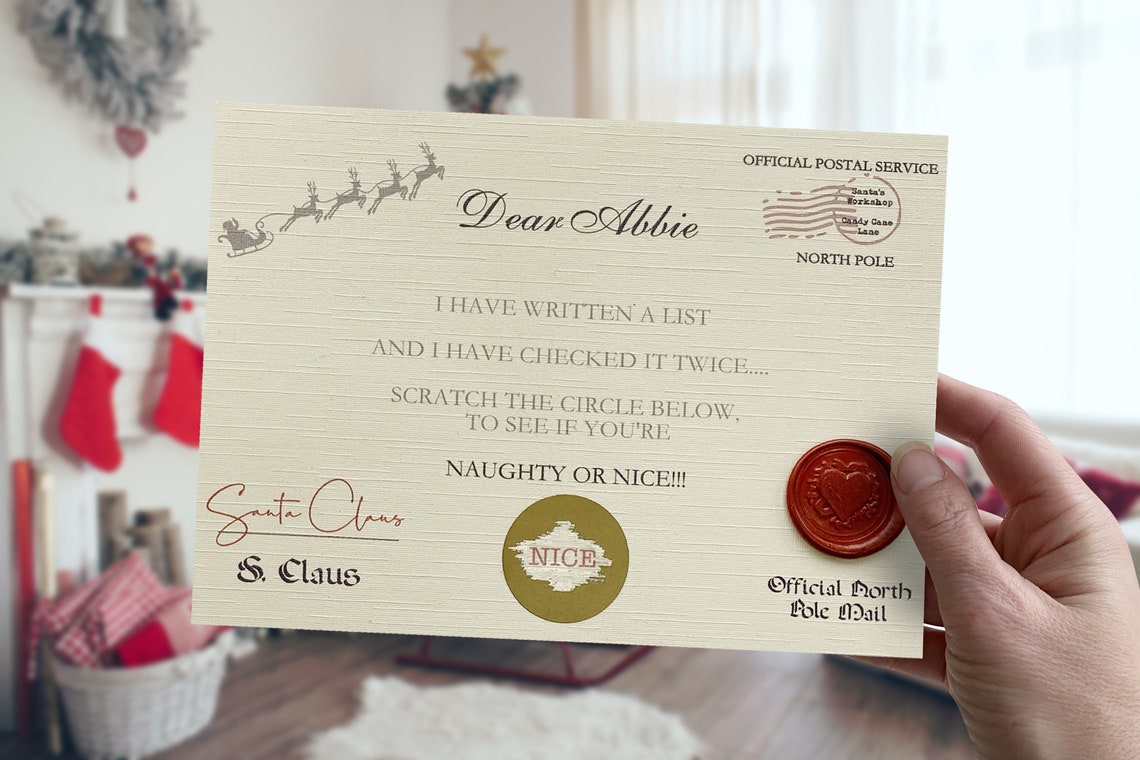 Personalised Santa Naughty or Nice List Scratch Cards | Etsy