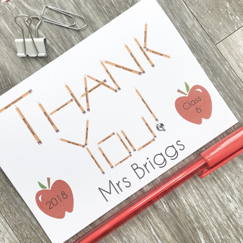 Thank You Teacher Card Teacher Card Teaching Assistant Card | Etsy