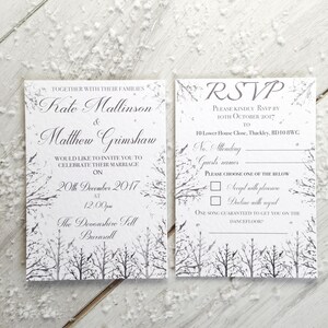 SAMPLE Winter Wedding Invitations, Christmas Wedding Invitations, Snow ...