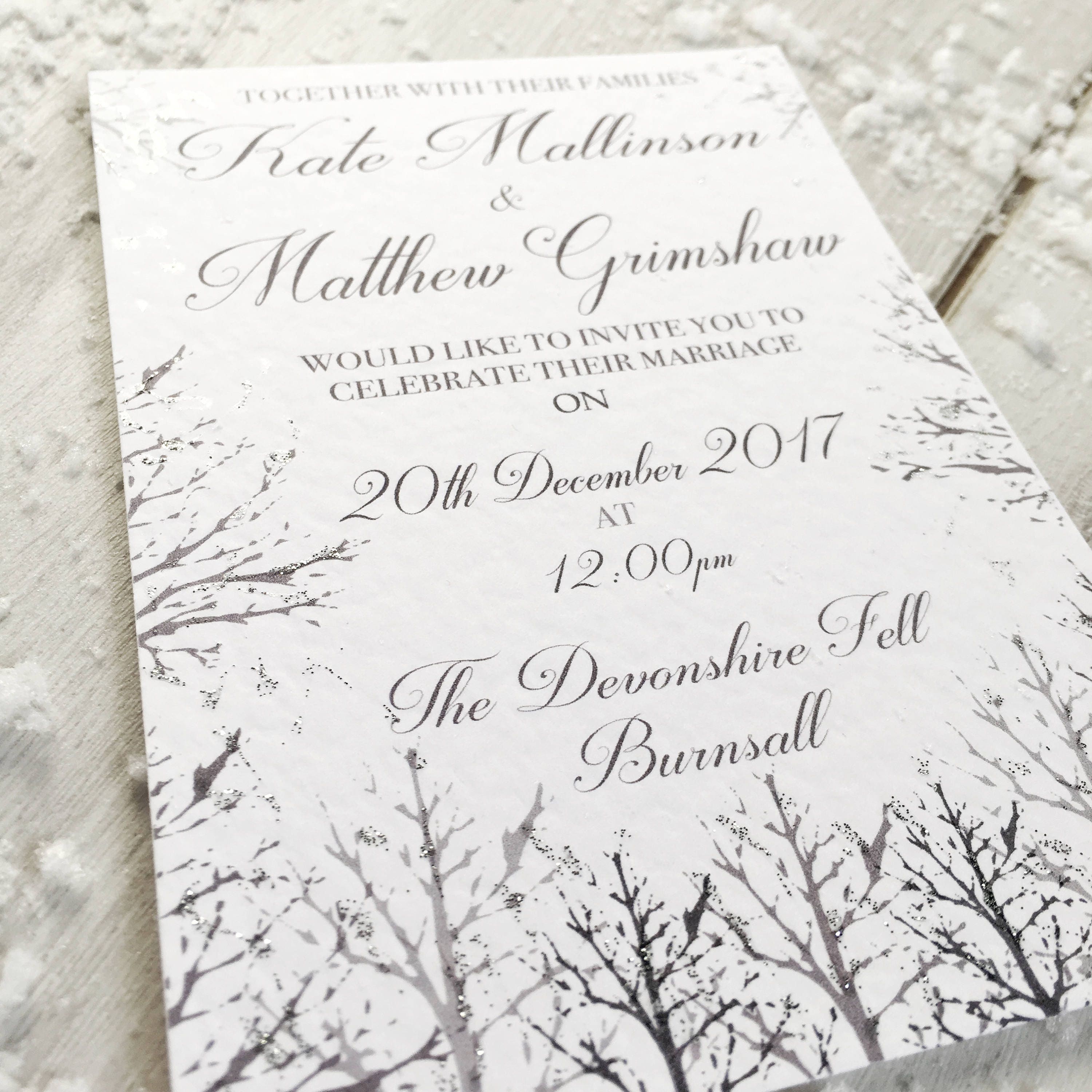 SAMPLE Winter Wedding Invitations Christmas Wedding | Etsy