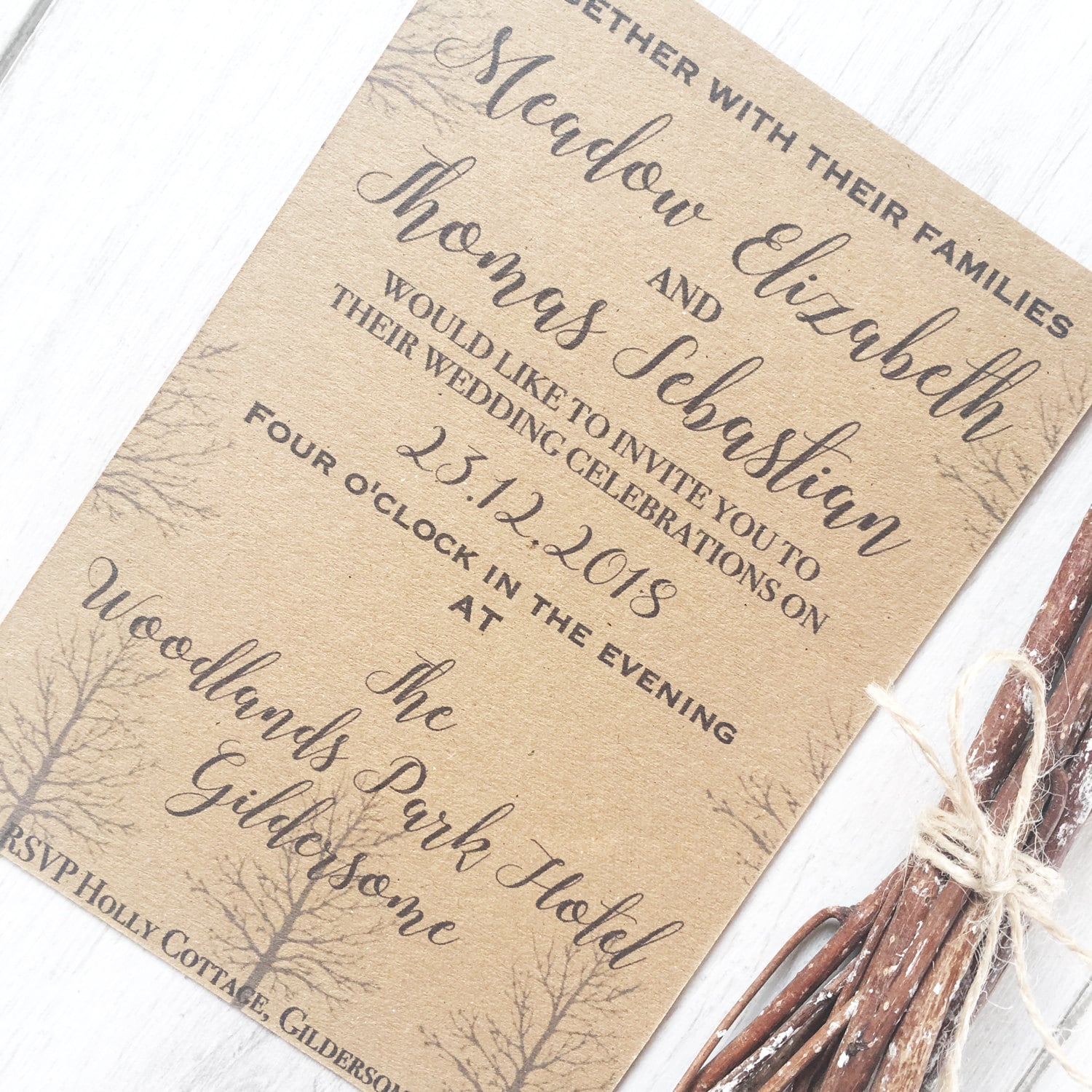 Rustic Winter Wedding Invitations Christmas Wedding | Etsy