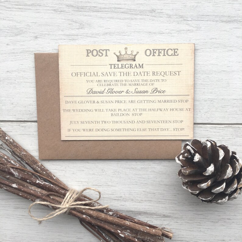 SAMPLE Telegram Wedding Save The Date Card Vintage Save The | Etsy