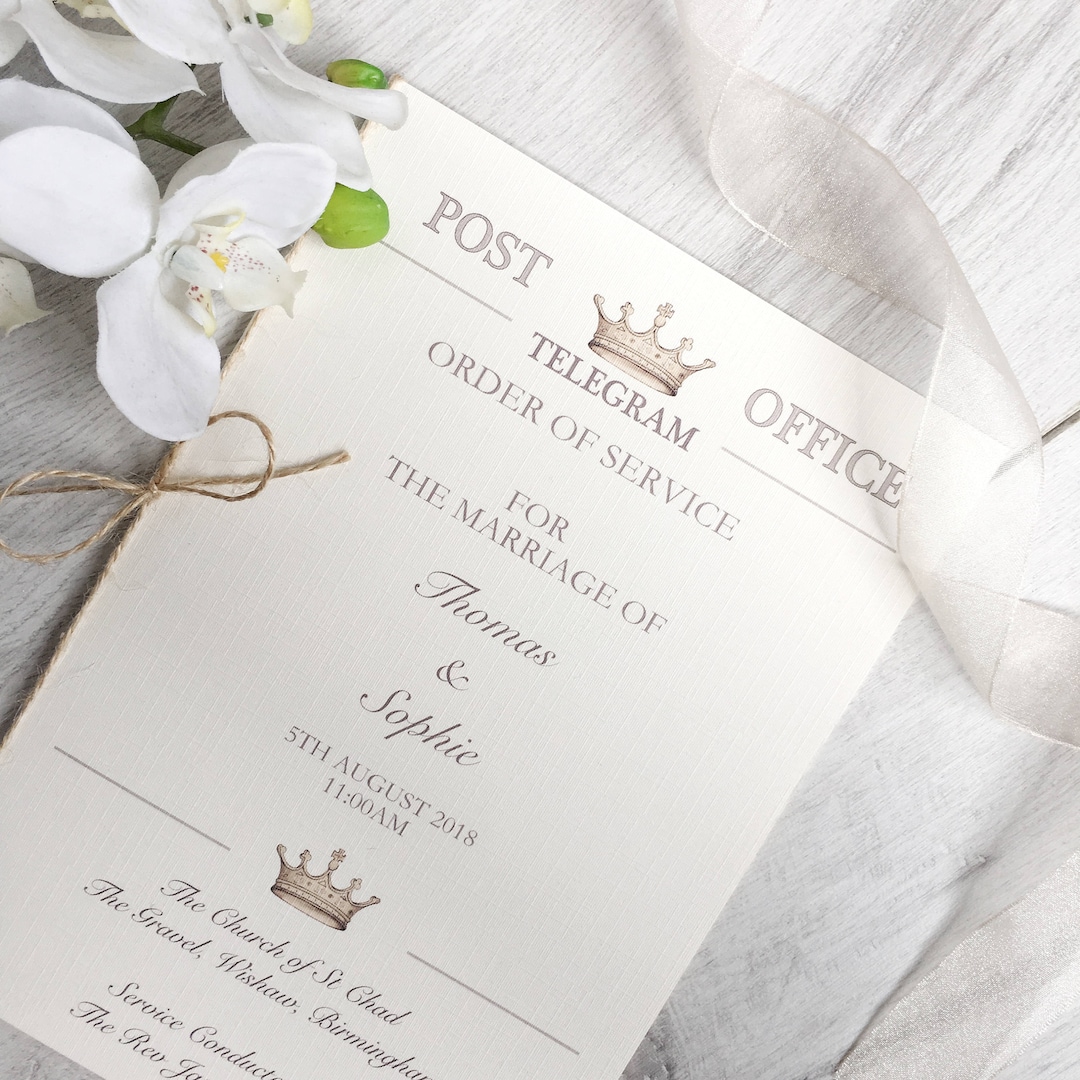 Vintage Telegram Order of Service, Rustic Order of Service, Vintage ...