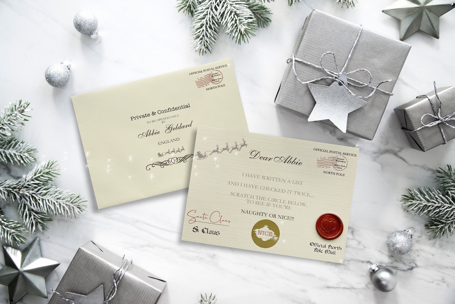 Personalised Santa Naughty or Nice List Scratch Cards | Etsy