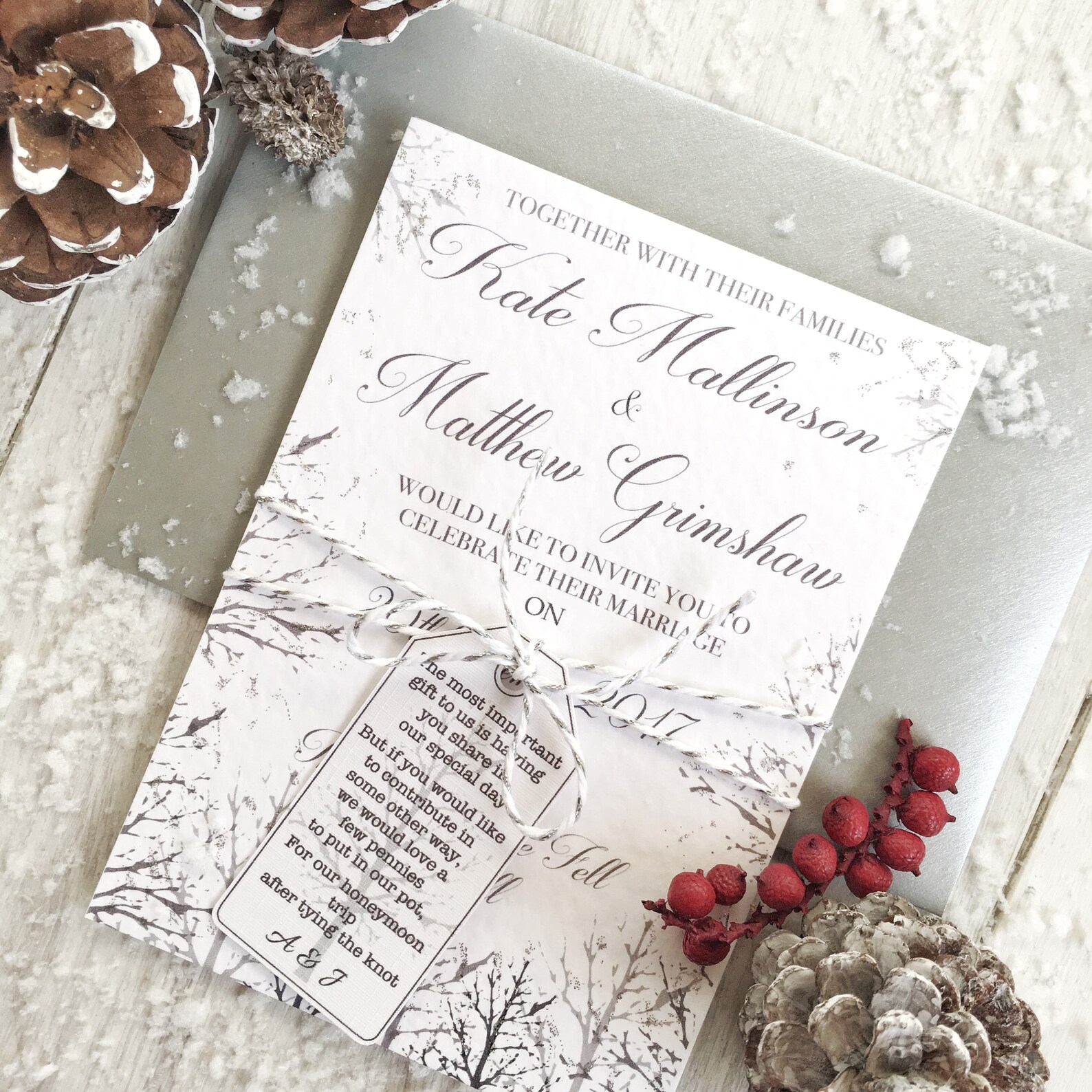 SAMPLE Winter Wedding Invitations Christmas Wedding | Etsy
