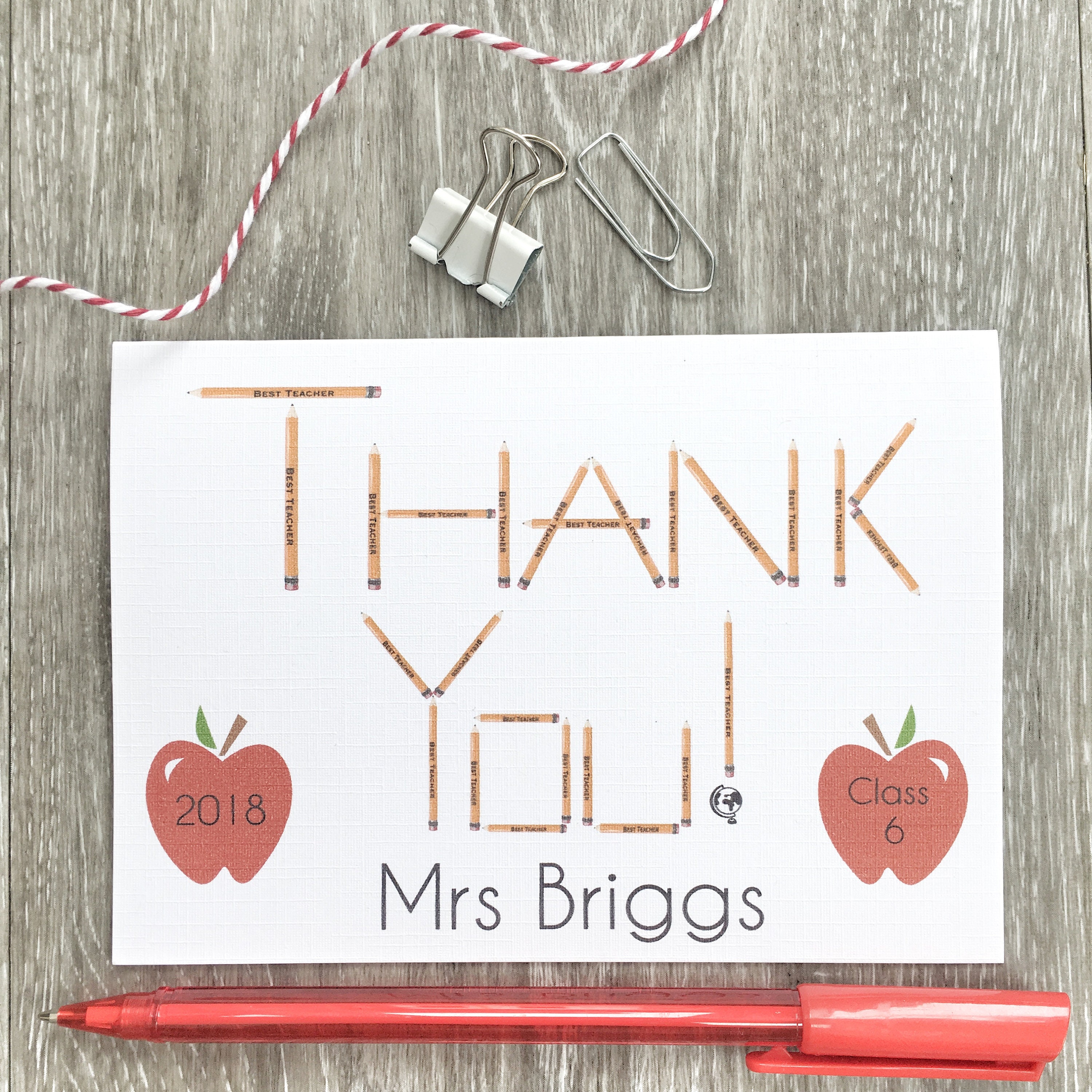 Thank You Teacher Card Teacher Card Teaching Assistant Card - Etsy