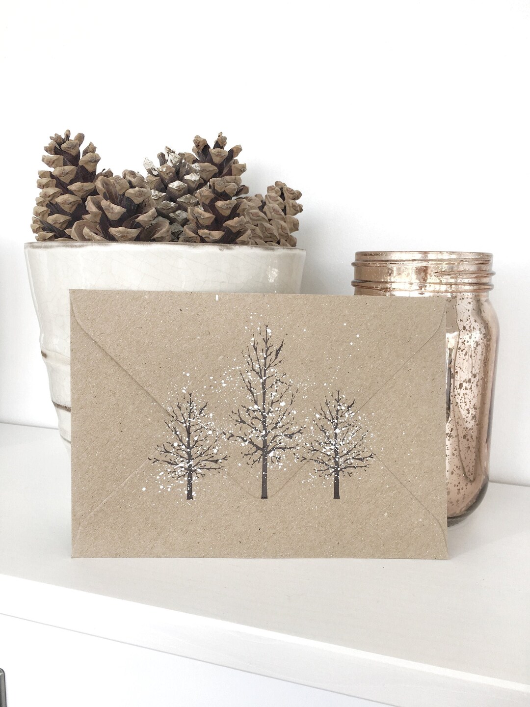 Packs of Hand Painted Rustic Winter Wedding Kraft Envelopes, Winter ...