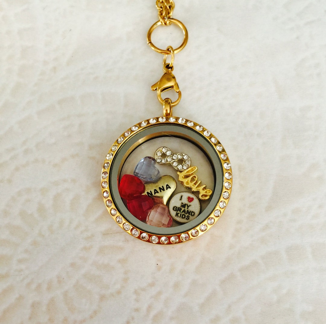 Large 30mm Stainless Steel Gold Grandma Memory Locket for Mom With ...