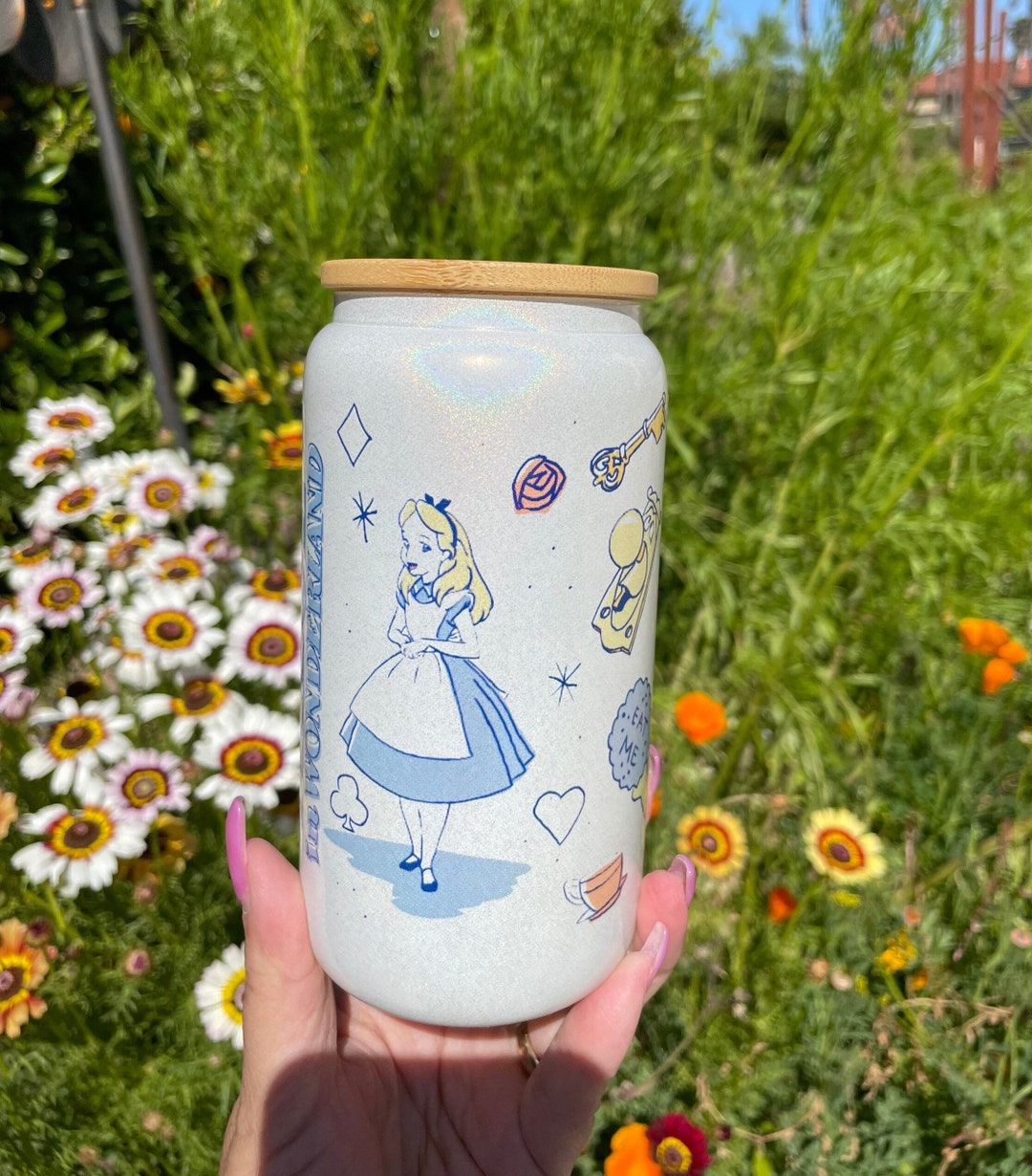 Alice in Wonderland Shimmer Holographic 16oz Libby Can Glass - Etsy