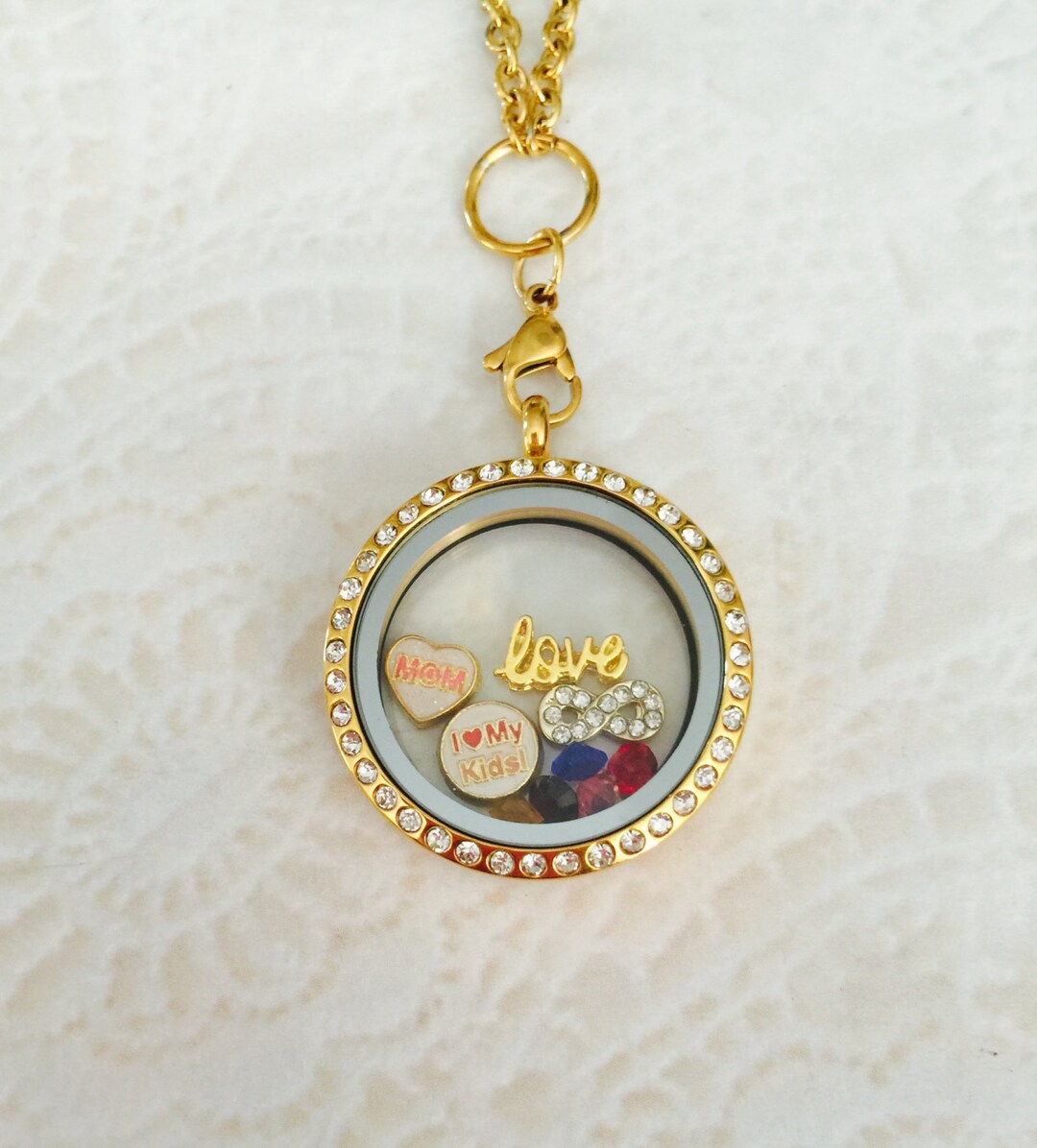 Large 30mm Stainless Steel Gold Mom Memory Locket for Mom With Choice ...