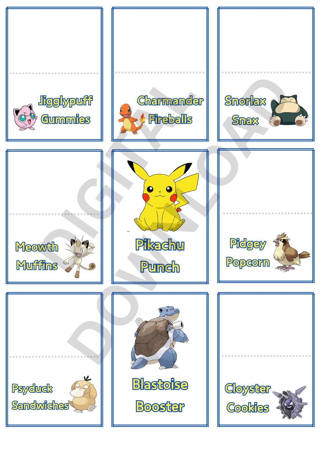 Pokemon Party Food Labels - Digital File - Etsy