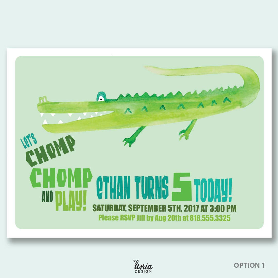 Watercolor Crocodile Birthday Invitation (digital Download) - Etsy