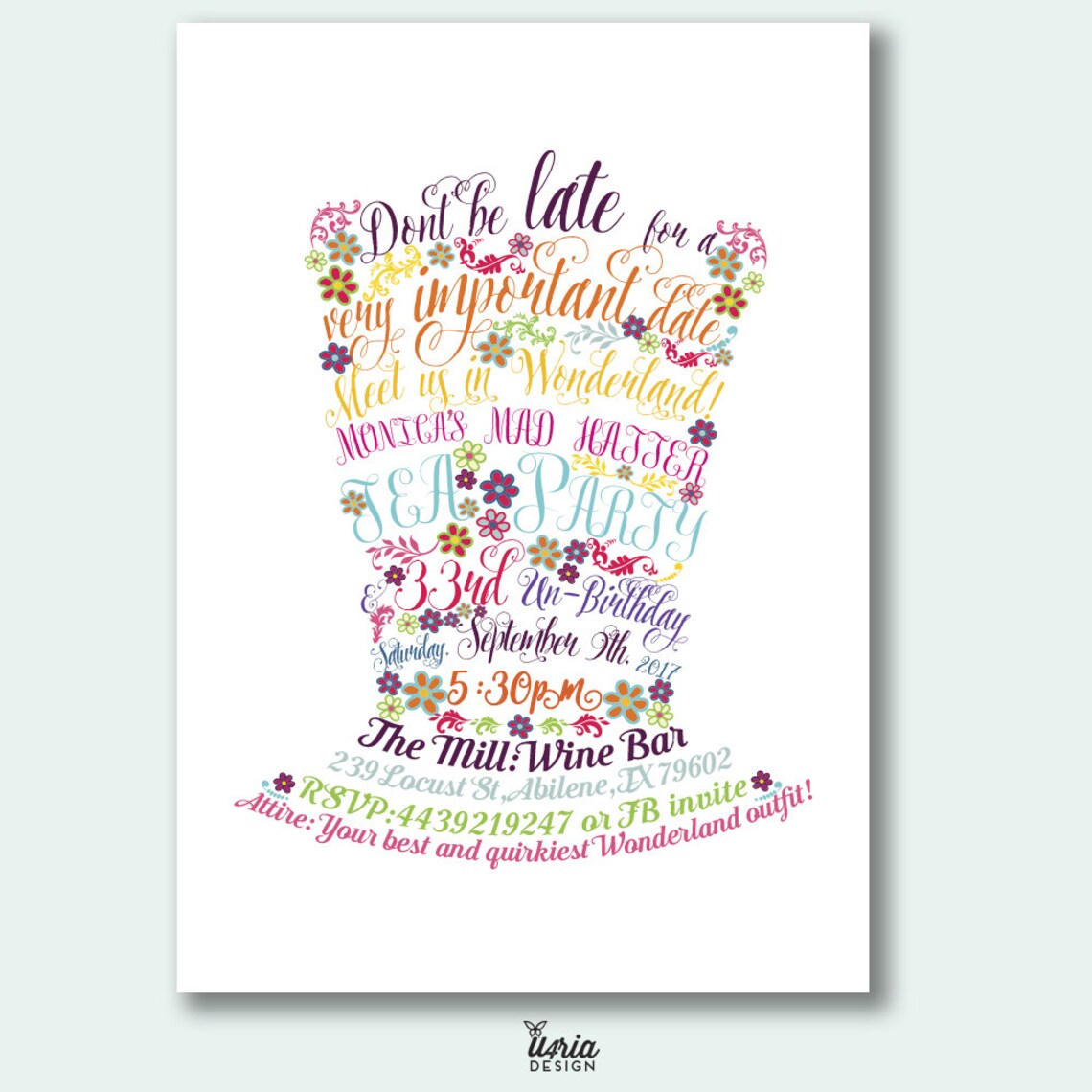 Mad Hatter TOPHAT Themed Birthday Invitation. Mad Hatter - Etsy